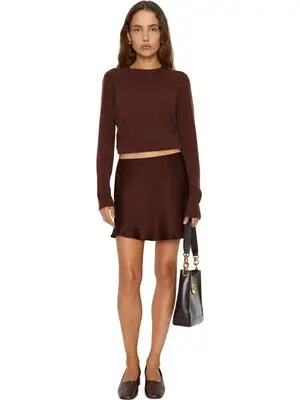 REFORMATION Brandy Silk Mini Skirt Brown