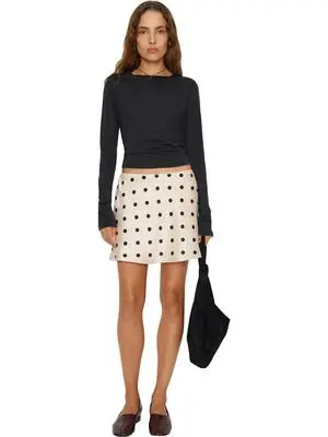 REFORMATION Brandy Silk Mini Skirt Sundae Dot
