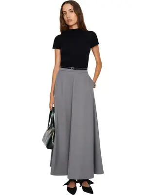 REFORMATION Petites First Light Midi Skirt - Grey
