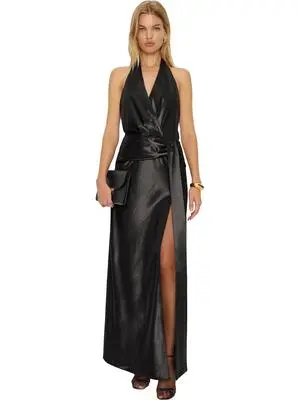 REFORMATION Oceane Satin Dress - Black