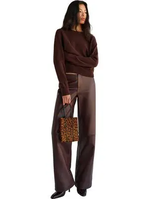 REFORMATION Nikki Cashmere Crew Sweater - Brown