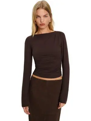 REFORMATION Liam Knit Top Brown
