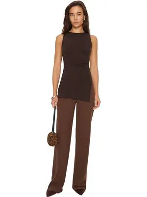 REFORMATION Gale Mid Rise Bias Pant - Brown