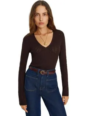 REFORMATION Krista Regenerative Merino V-neck - Brown