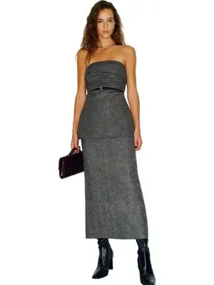 REFORMATION Lydia High Rise Maxi Skirt Charcoal Wool