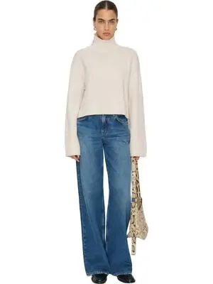 REFORMATION March Regenerative Wool Cropped Turtleneck Arctic
