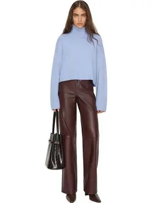 REFORMATION March Regenerative Wool Cropped Turtleneck Ice Water