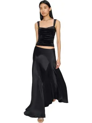 REFORMATION Sera Silk Maxi Skirt - Black