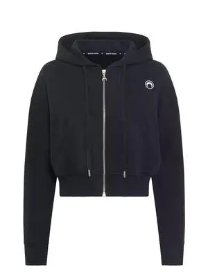 MARINE SERRE Moon Logo Zip-fastening Hoodie - Black