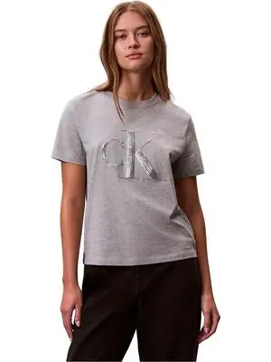 Calvin Klein Classic T-Shirt With Sequin Monogram Grey Heather