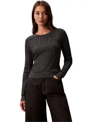 Calvin Klein Lurex Merino Wool Blend Sweater - Charcoal Heather
