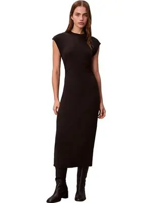 Calvin Klein Modal Blend Jersey Slim Midi Dress - Black