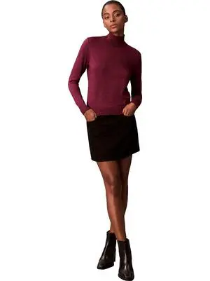Calvin Klein Lurex Merino Wool Blend Turtleneck Sweater - Berry Glaze