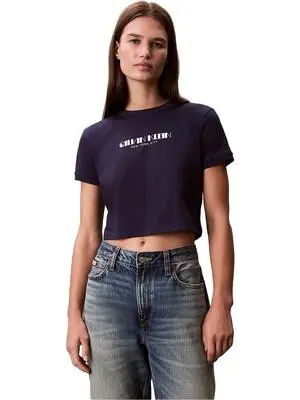 Calvin Klein Logo Graphic Cropped T-shirt - Maritime Blue