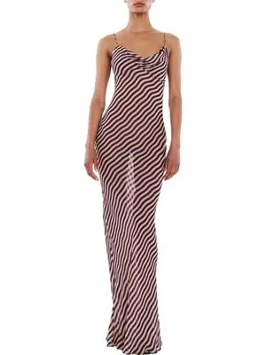 RAT & BOA Assisi Wave Print Maxi Slip Dress - Stripes