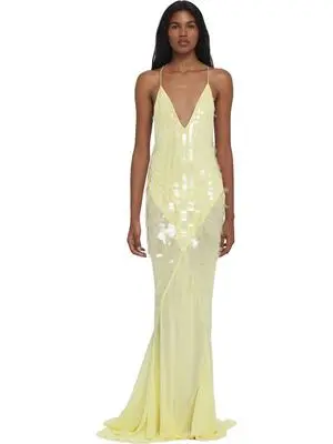 RAT & BOA Asteria Sequin Embroidered Gown - Yellow