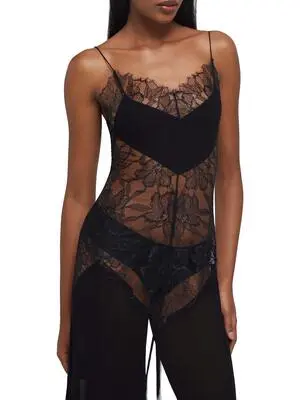 RAT & BOA Pirella Lace Georgette Slip Dress - Black