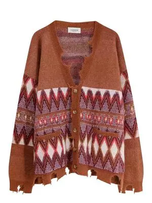 LANEUS Wool And Mohair Blend Cardigan - Brown