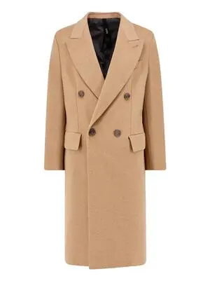 HEVO Cashmere Coat With Satin Lining - Brown