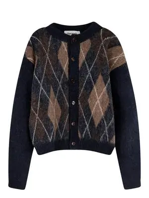 TONYWACK Diamond Pattern Alpaca Blend Cardigan