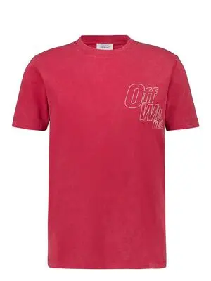 Off White Cotton Tshirt - Red