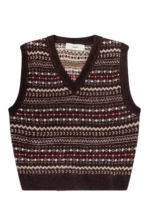 DUNST Patterned Knit Vest - Brown