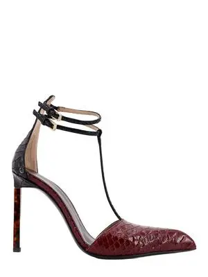 TOM FORD Python-effect Leather Pumps - Red