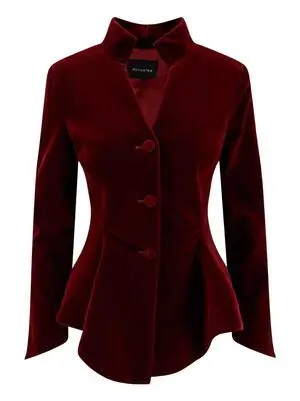 ACTUALEE Velvet Blazer Red