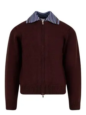 TONYWACK Wool Cardigan With Contrasting Collar