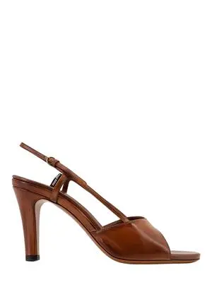 Miu Miu Leather Sandals - Brown