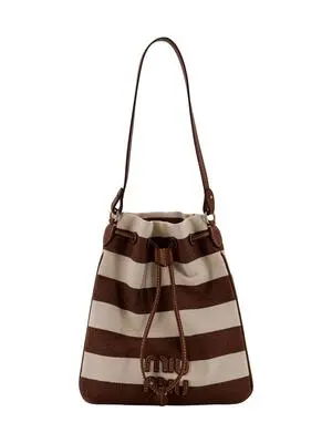 MIU MIU Canvas Striped Bucket Bag