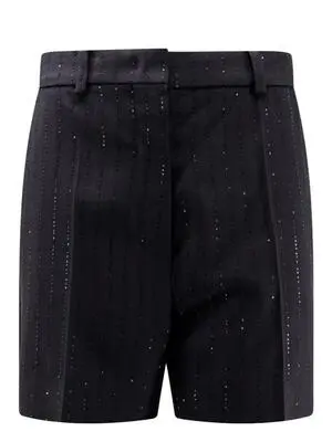 Max Mara Siberia Virgin Wool Sequined Shorts - Black