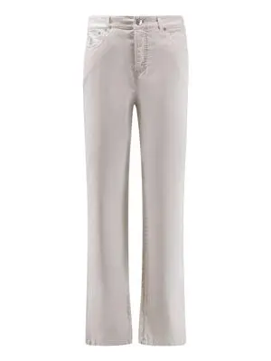 Brunello Cucinelli Stretch Cotton Trousers - White