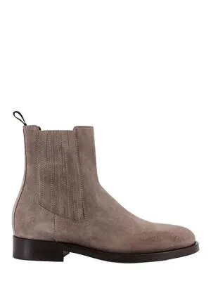 Brunello Cucinelli Chelsea Boot Suede Ankle Boots - Beige