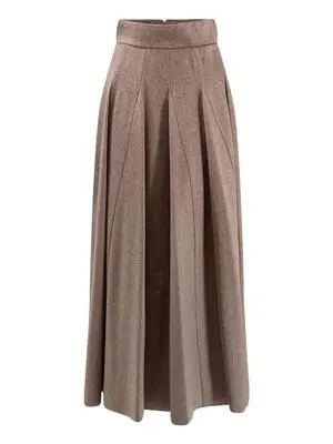 Max Mara Bellico Virgin Wool Long Skirt - Brown