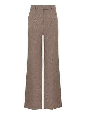 Valentino Garavani Virgin Wool Wide Leg Trousers - Beige