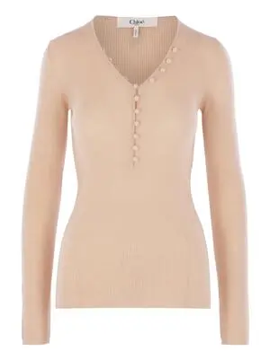 ChloƩ Ribbed Wool Sweater - Pink