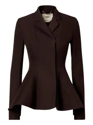 Fendi Grain De Poudre Wool Double-breasted Blazer - Brown