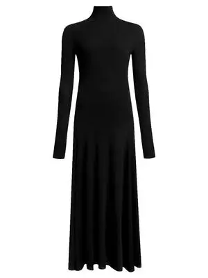 Alaïa Viscose Long Heart Dress - Black