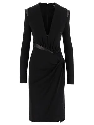 Versace Crepe Mini Dress With V-neckline - Black