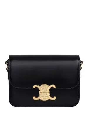 Celine Teen Triomphe Leather Shoulder Bag - Black