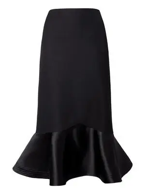 Fendi Grain De Poudre Wool Midi Skirt Bllack