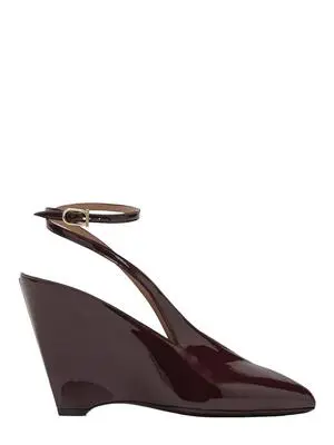 FERRAGAMO Peep Toe Wedge Sandals - Metal