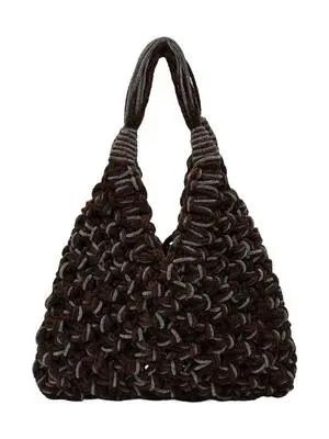 HIBOURAMA Velvet Crystal Handbag - Brown