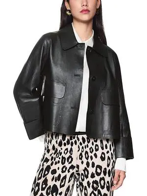 MARC CAIN Lightweight Leather Jacket - Black