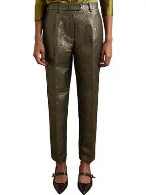 REISS Sparkle Tapered Trousers - Gold