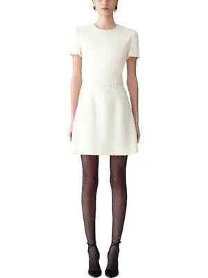 Carolina Herrera Embellished Short Sleeve Dress - Ivory