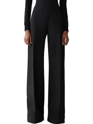 Carolina Herrera Diane Wool Blend Wide Leg Pants - Black