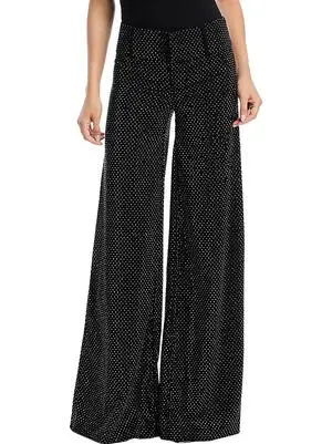 Alice + Olivia Embellished Wide Leg Trousers - Black