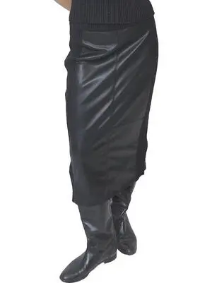 Central Park West Leather Combo Skirt - Black Combo